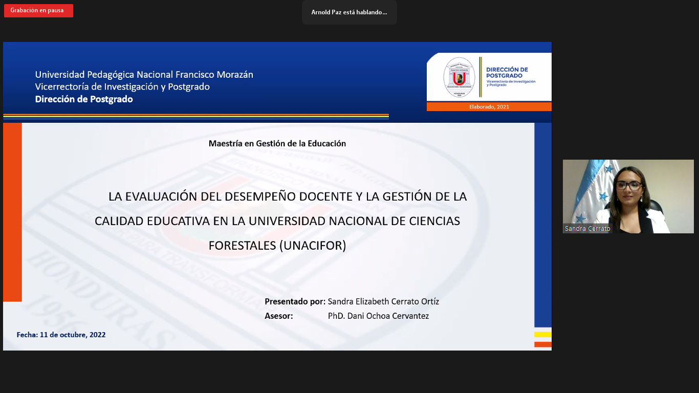 dpg.upnfm.edu.hn - Defensa de Tesis, La Evaluación del Desempeño ...